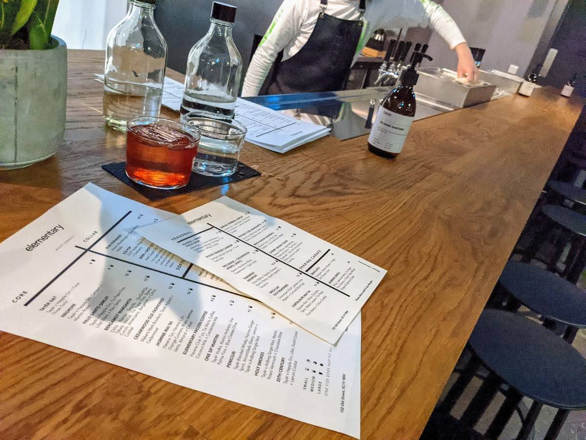 Menu at Tayēr + Elementary pub & bar, London