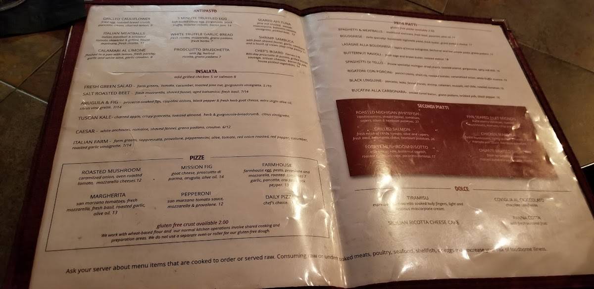 Menu at Tello Italian Bistro pub & bar, South Haven