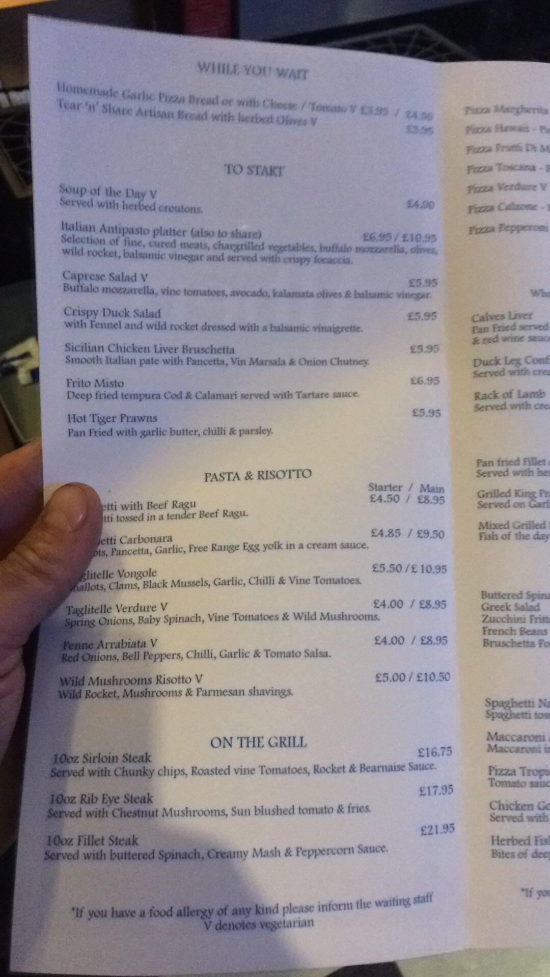 Menu at The Albert Bar/restaurant, Tamworth