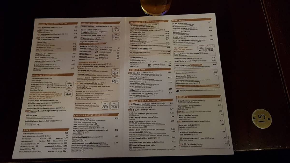 Menu at The Hope Tap - JD Wetherspoon pub & bar, Reading