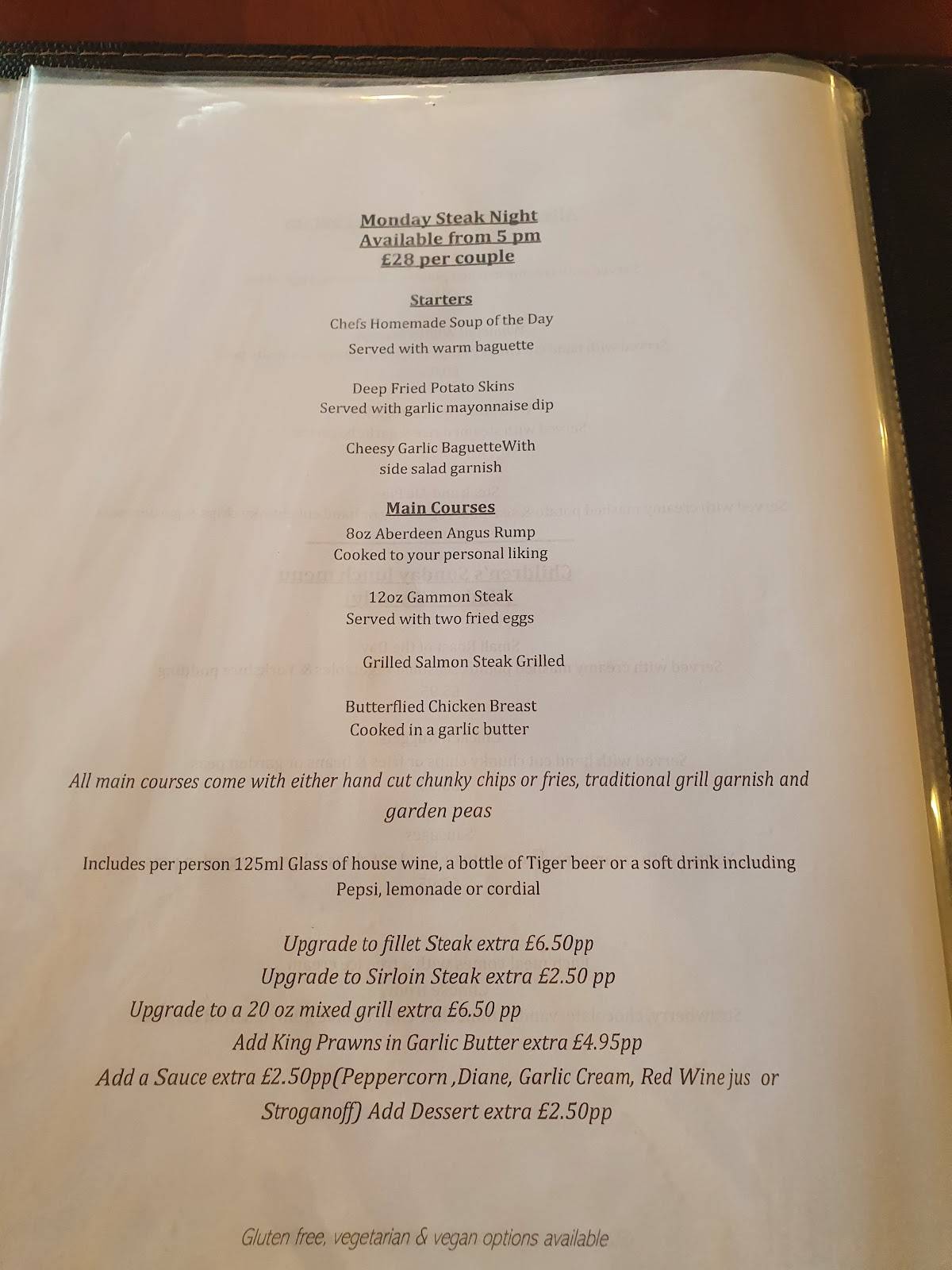 Menu at The Mill Inn pub & bar, Houghton le Spring, Durham Rd