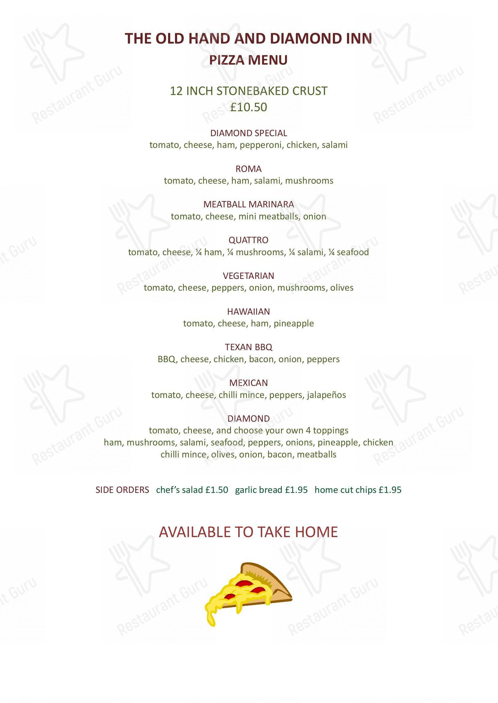 Menu at The Old Hand & Diamond Inn restaurant, Shrewsbury