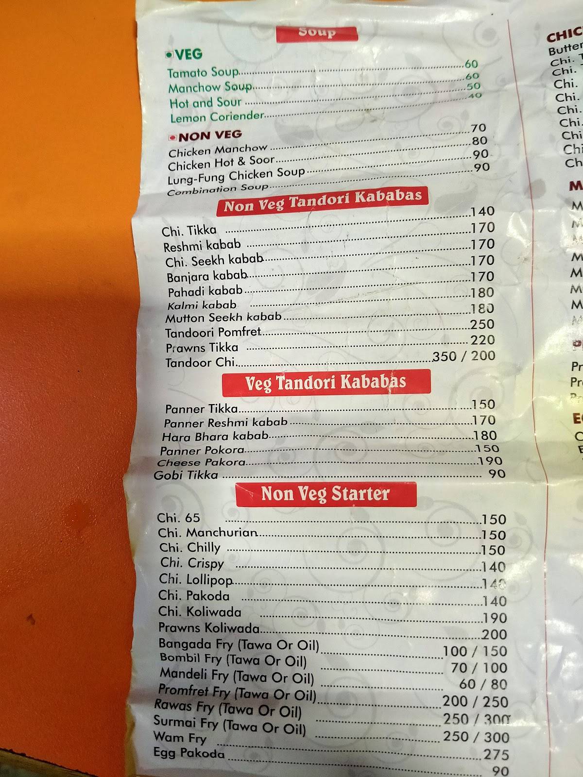 Menu at The Orange Mint Lounge - Powai, Mumbai