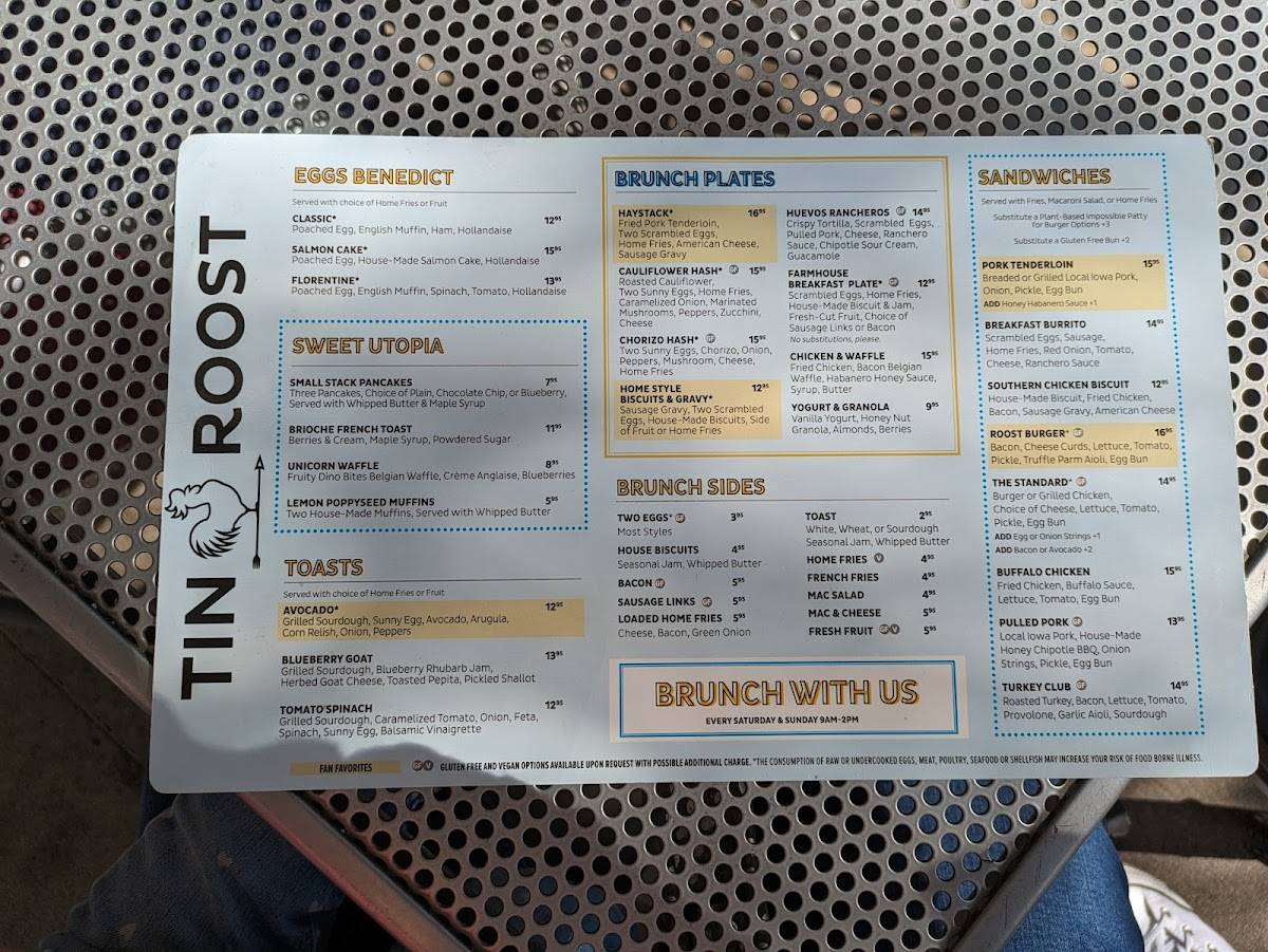 Menu at Tin Roost pub & bar, North Liberty