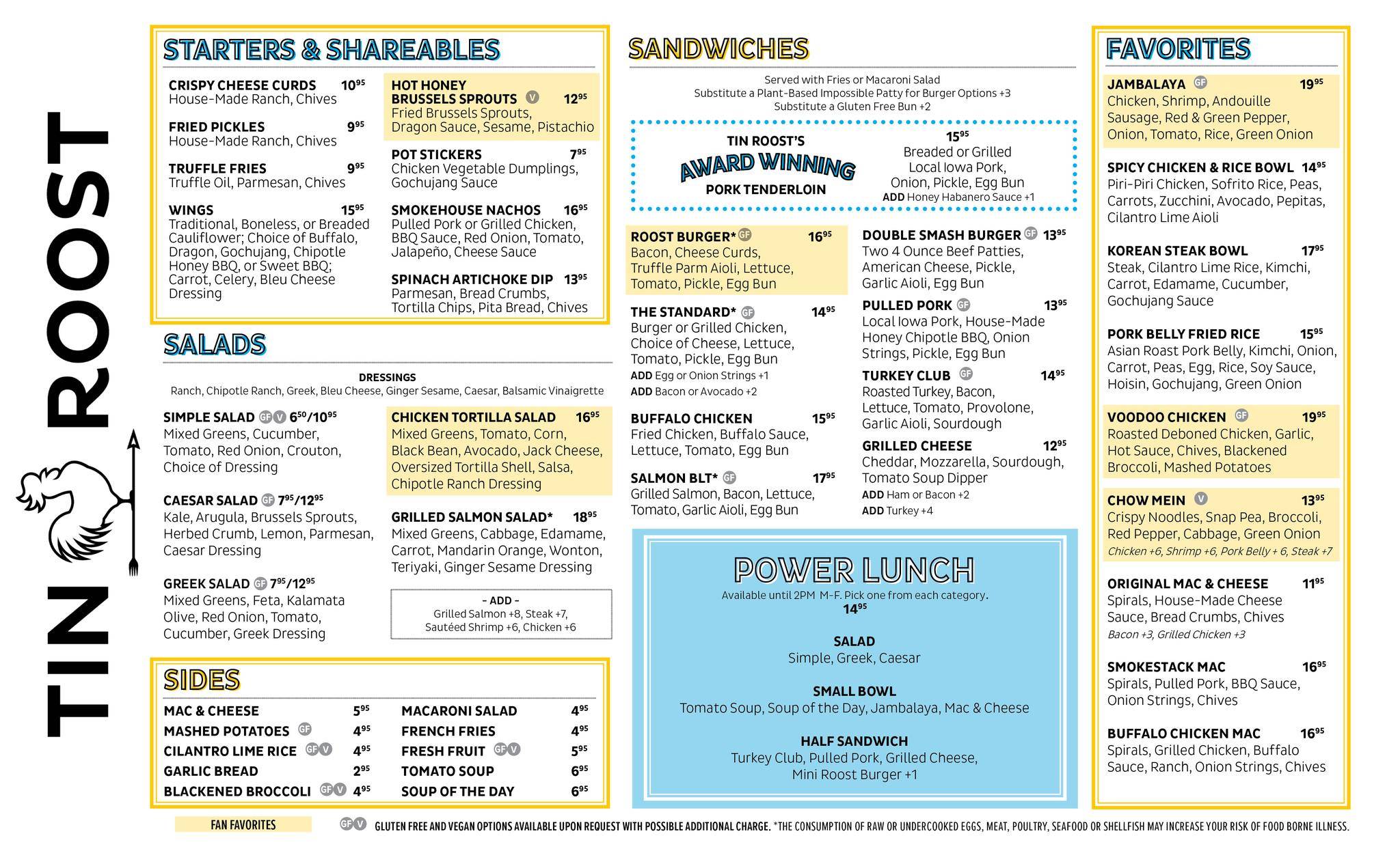 Menu at Tin Roost pub & bar, North Liberty