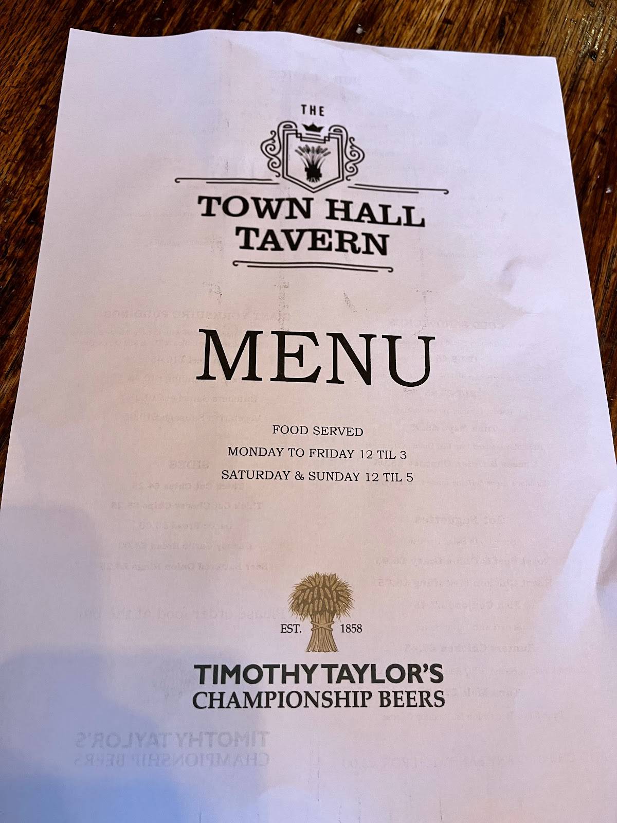 Menu at Town Hall Tavern pub & bar, Leeds
