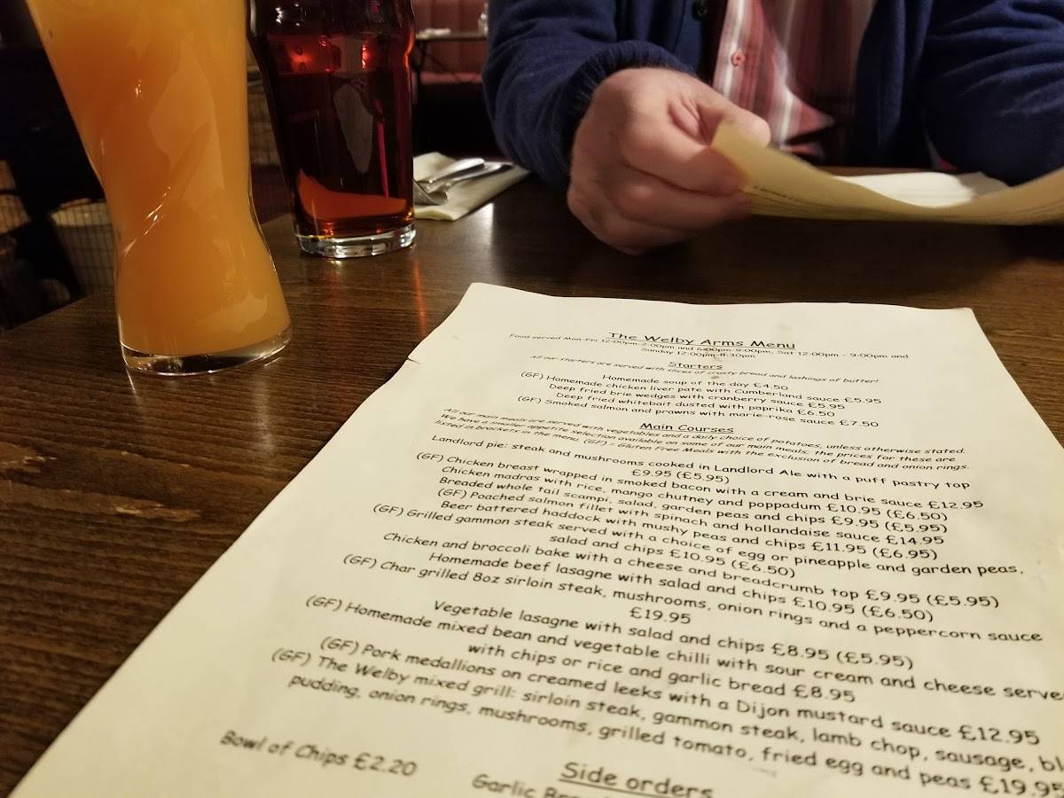 Menu at Welby Arms pub & bar, Allington