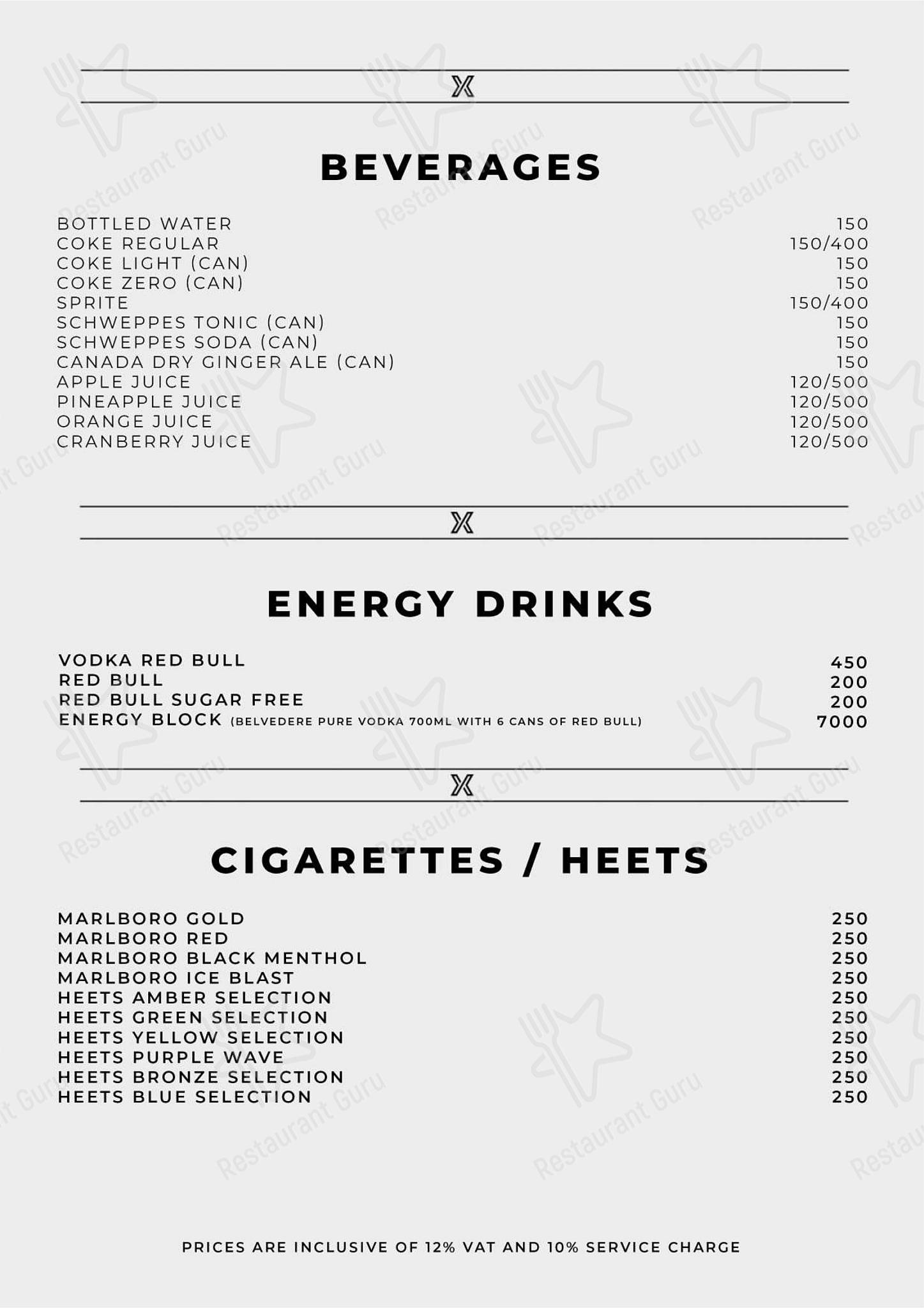 Menu at Xylo at The Palace pub & bar, Taguig