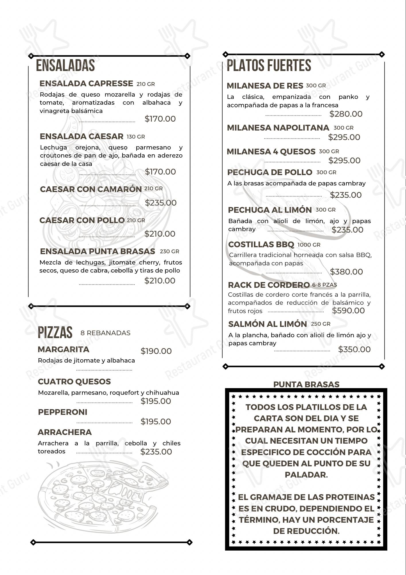 Carta del restaurante Punta Brasas, Ciudad López Mateos, C. Interlomas ...
