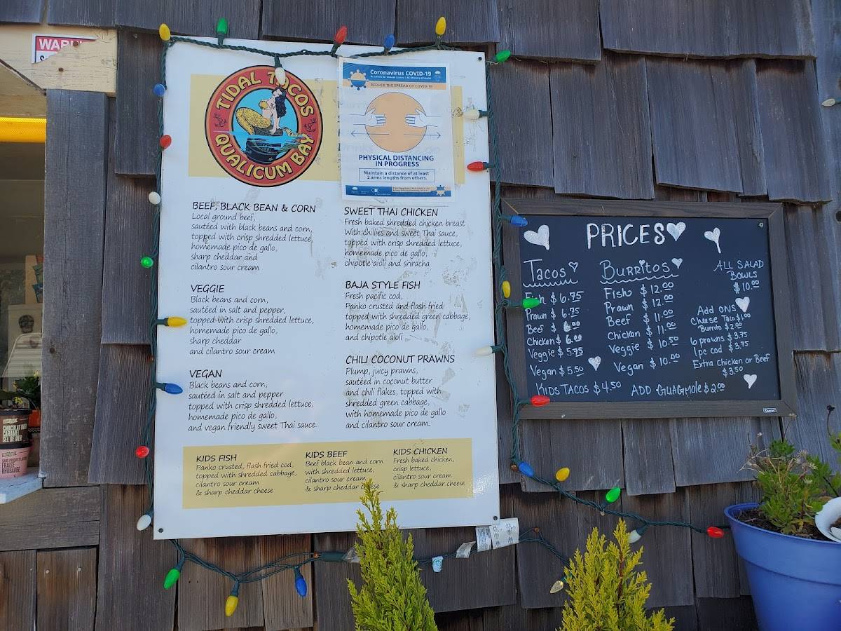 Menu at Fanny Bay Tidal Tacos restaurant, Qualicum Bay