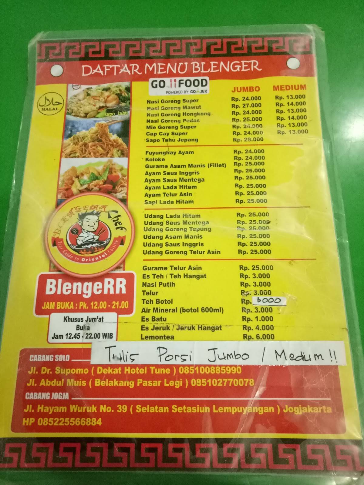 Carta de RM Blenger, Surakarta
