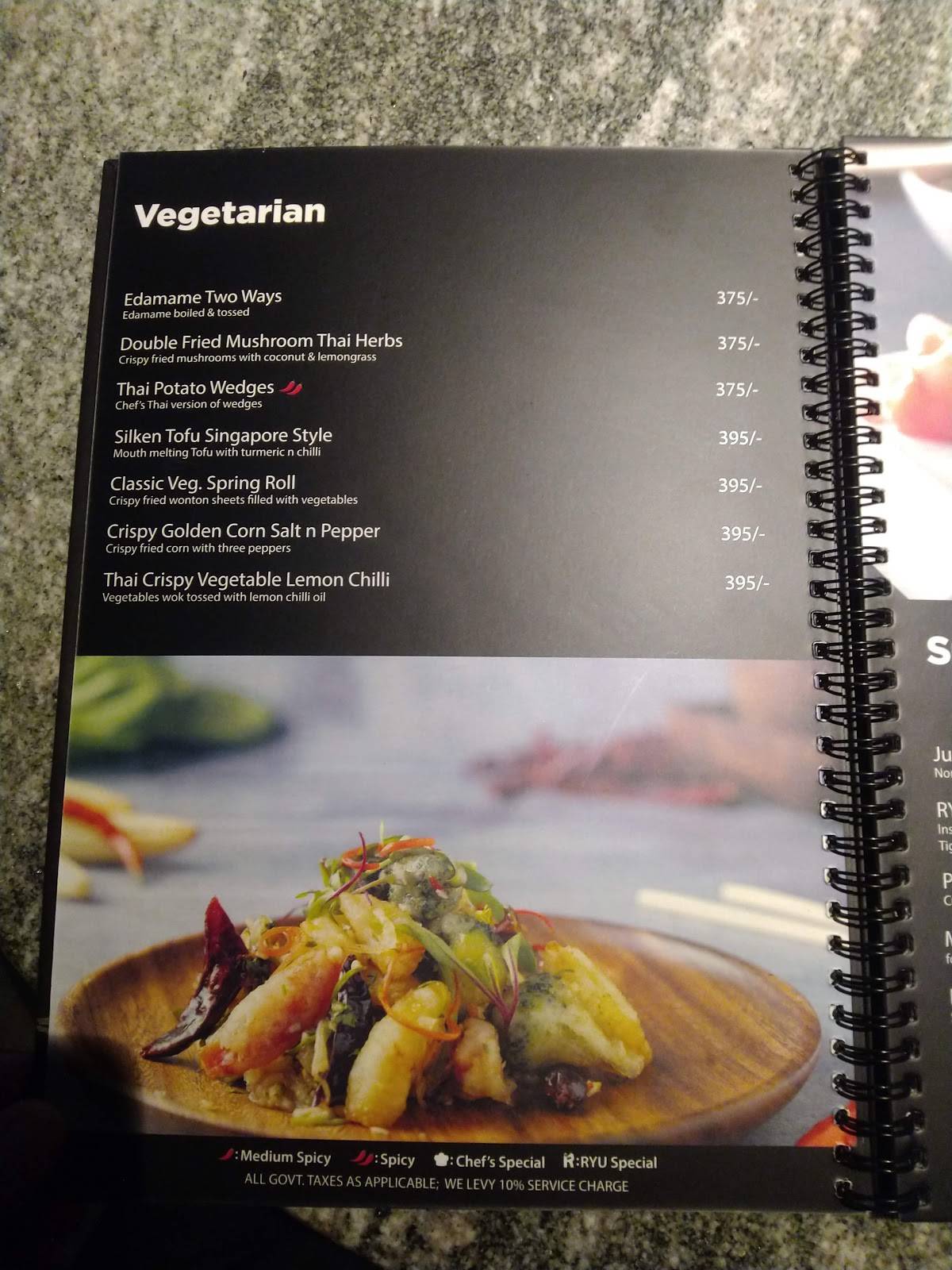 Menu at RYU Bar, Gurugram
