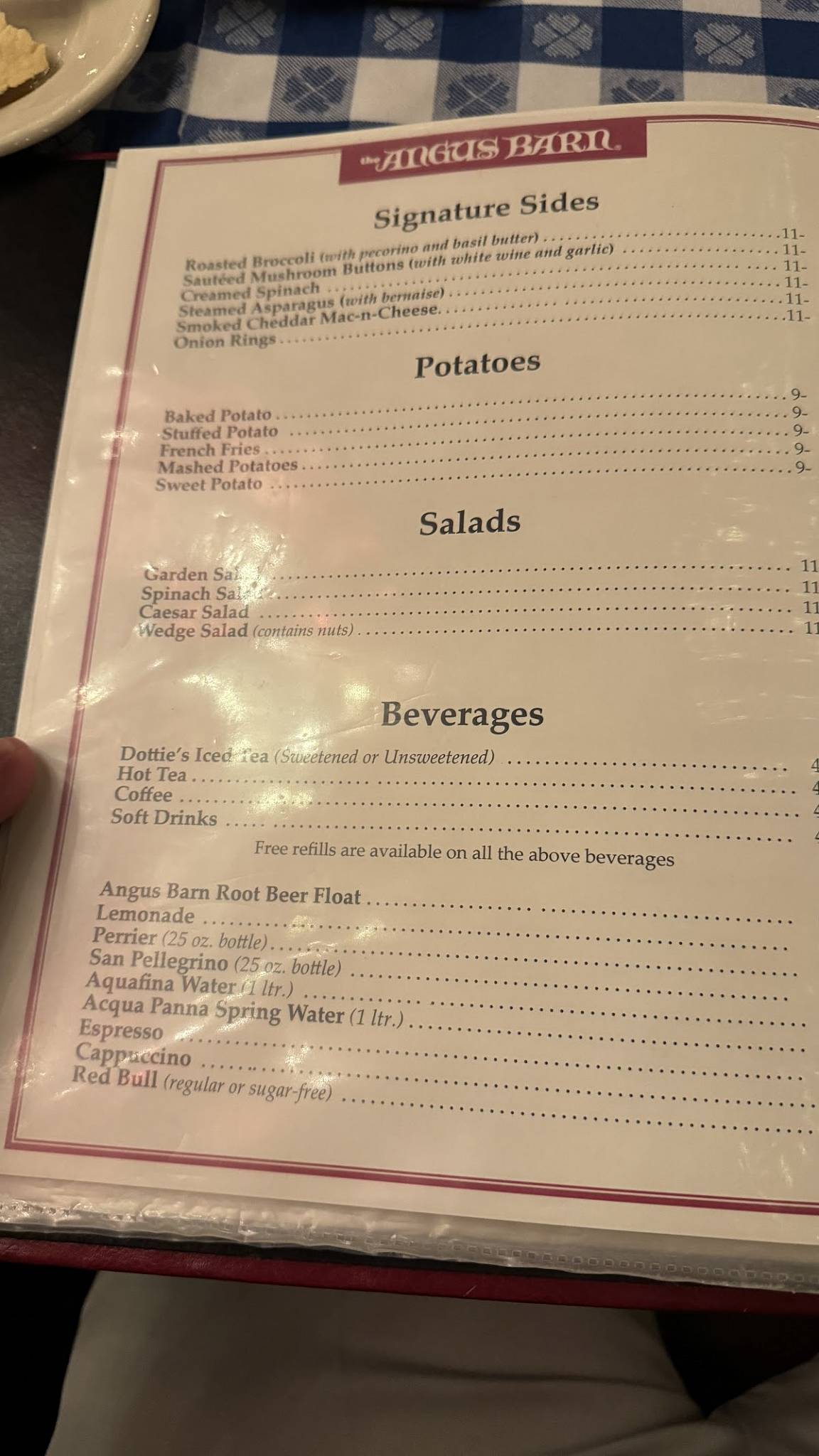 Menu at Angus Barn, Raleigh, Glenwood Ave