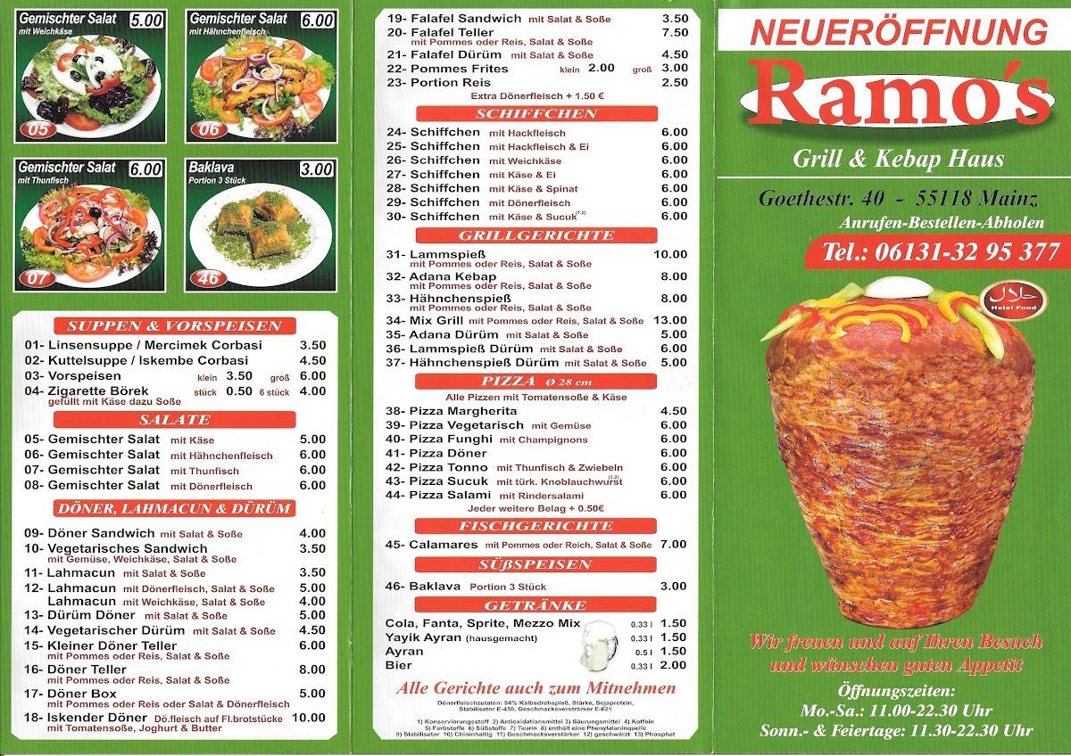 Speisekarte von Ramos Grill und Kebap Haus Mainz restaurant, Mainz