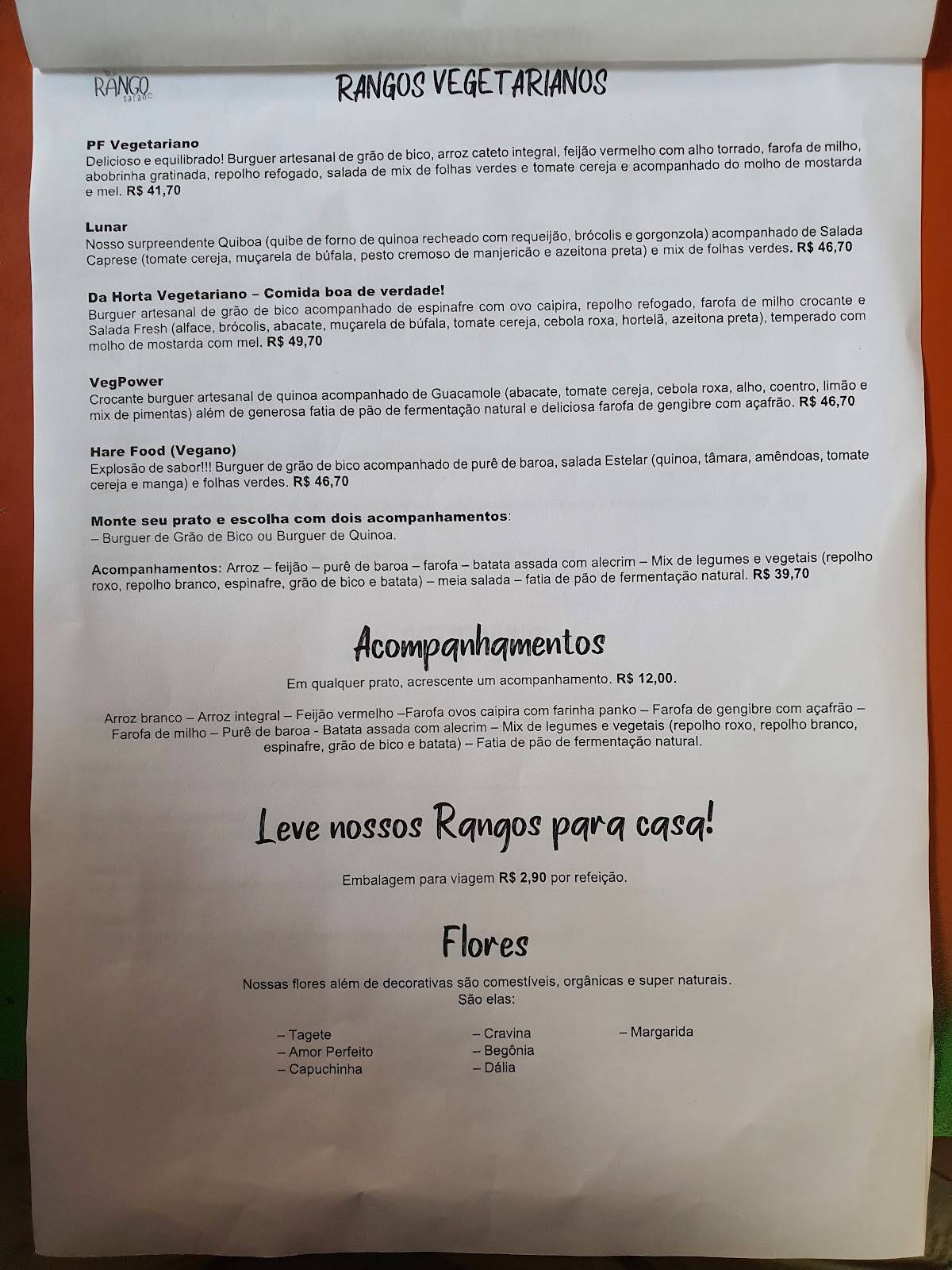 Menu em Rango Sarado restaurante, Rio de Janeiro