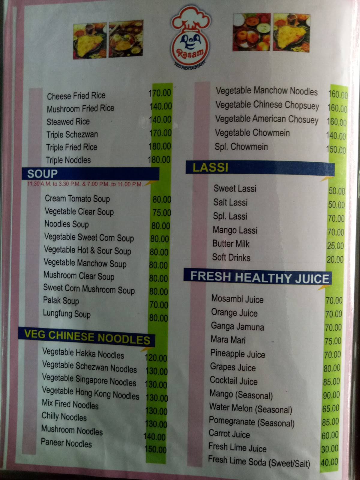 Menu at Rasam Restaurant, Palghar