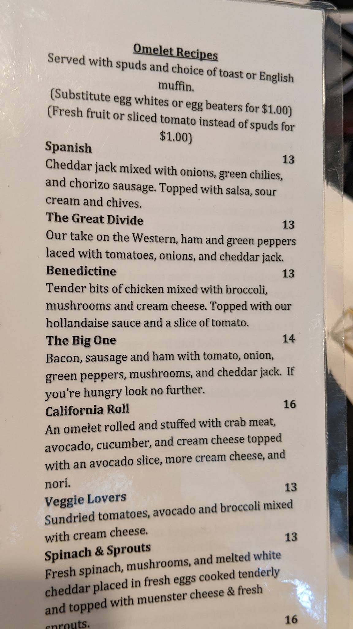Menu at Recipes Restaurant, Troy