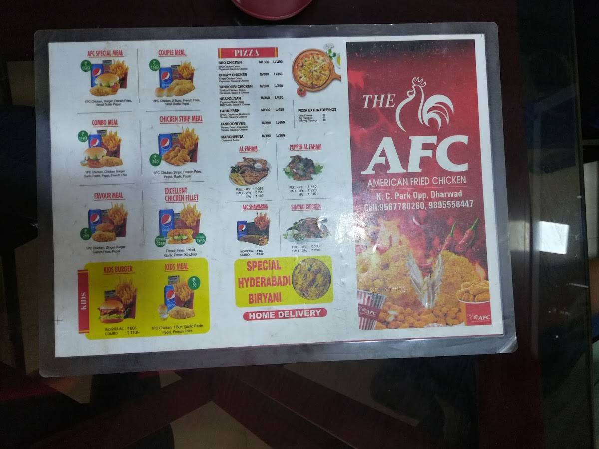 Menu at The Afc Dharwad, Dharwad