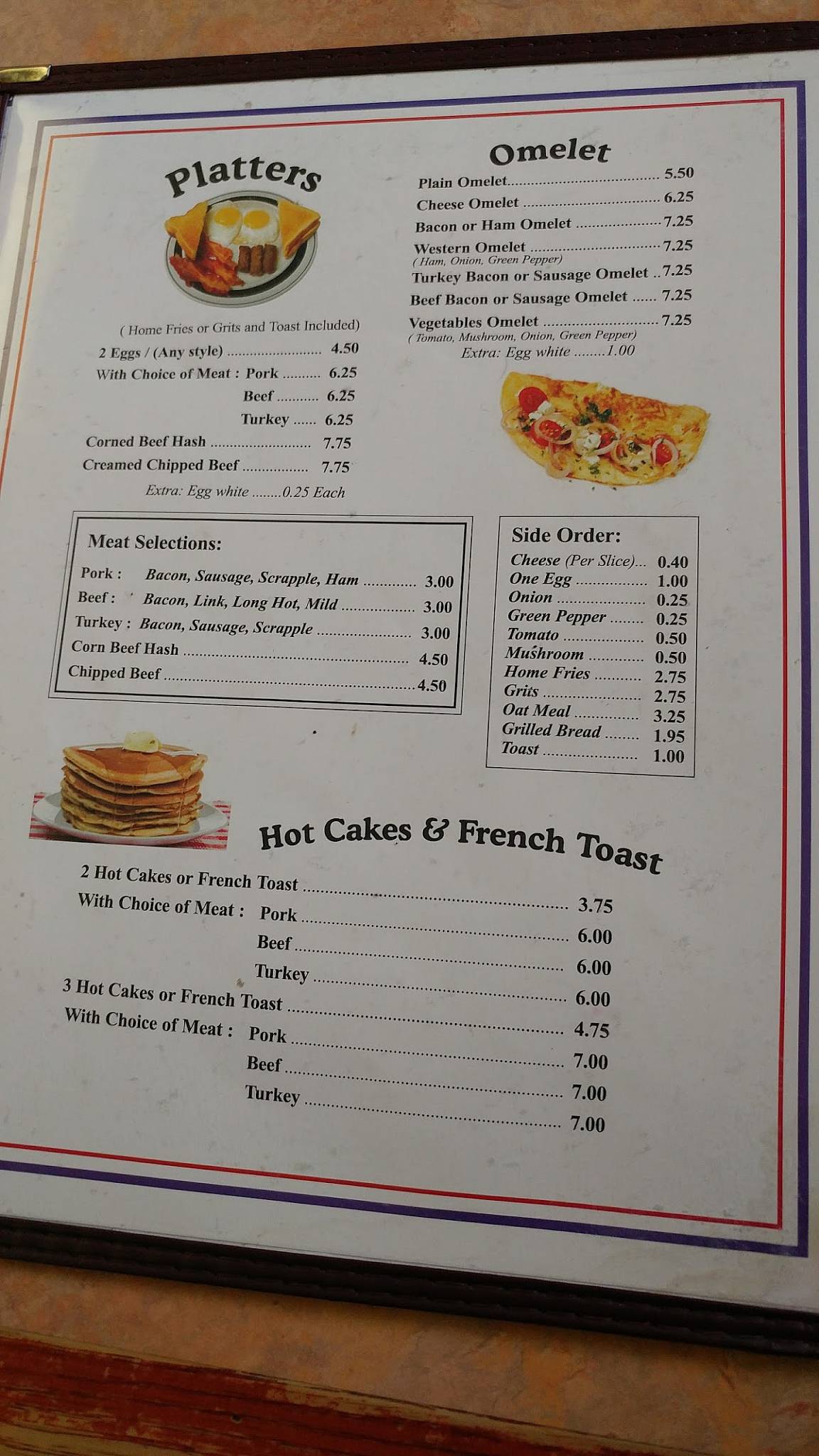 Carta del restaurante Ace Diner, Filadelfia, Lancaster Ave