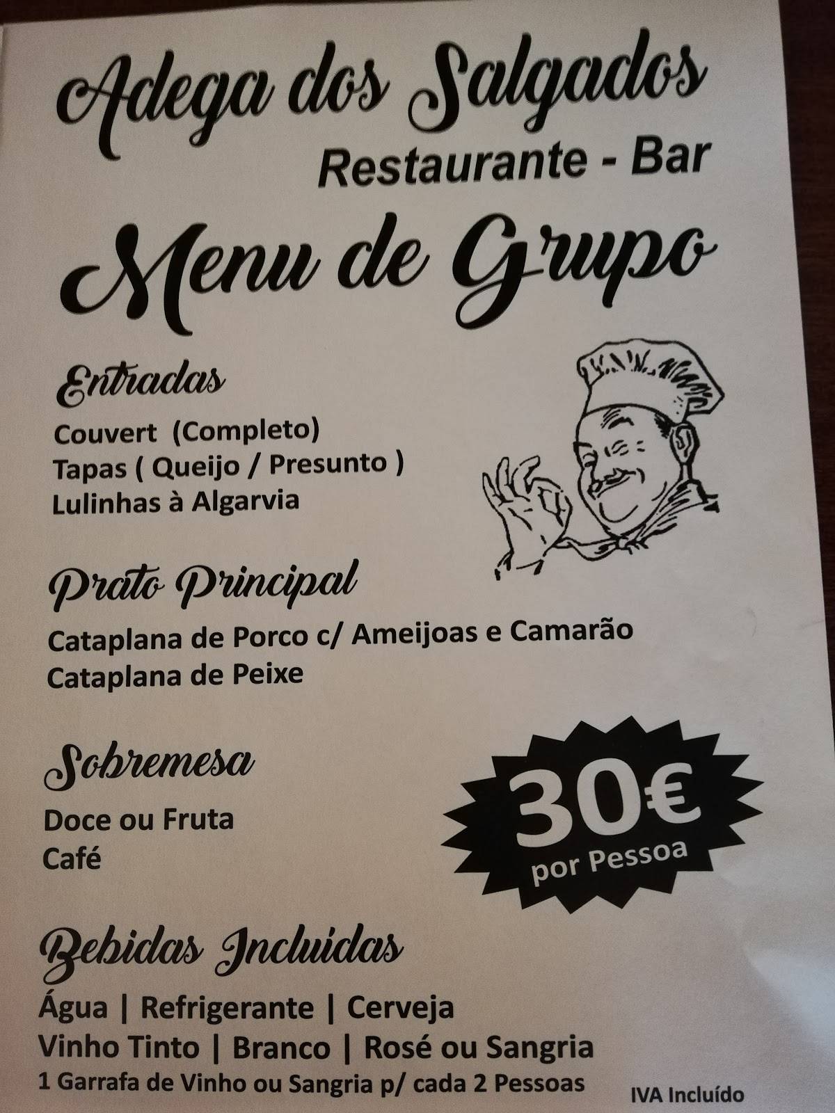 Menu at Adega dos Salgados restaurant, Guia