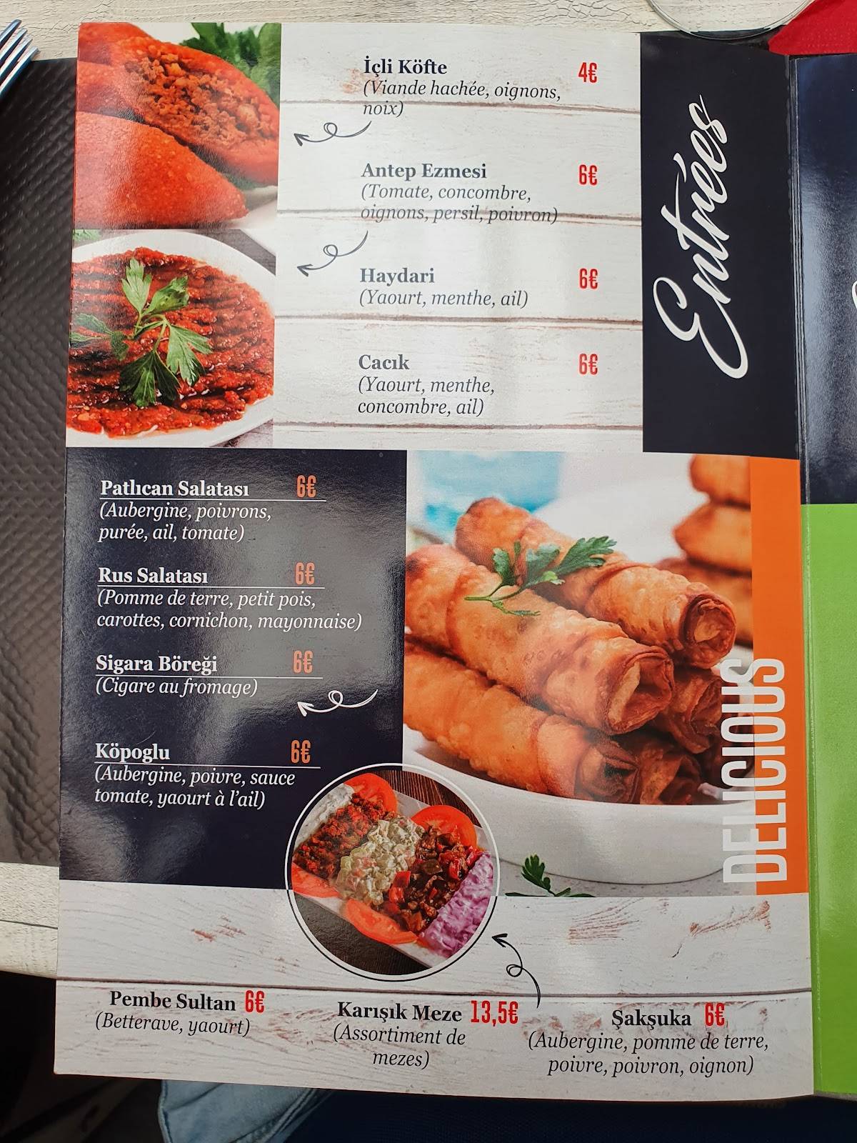 Menu au Antep Sofrasi restaurant, Vénissieux