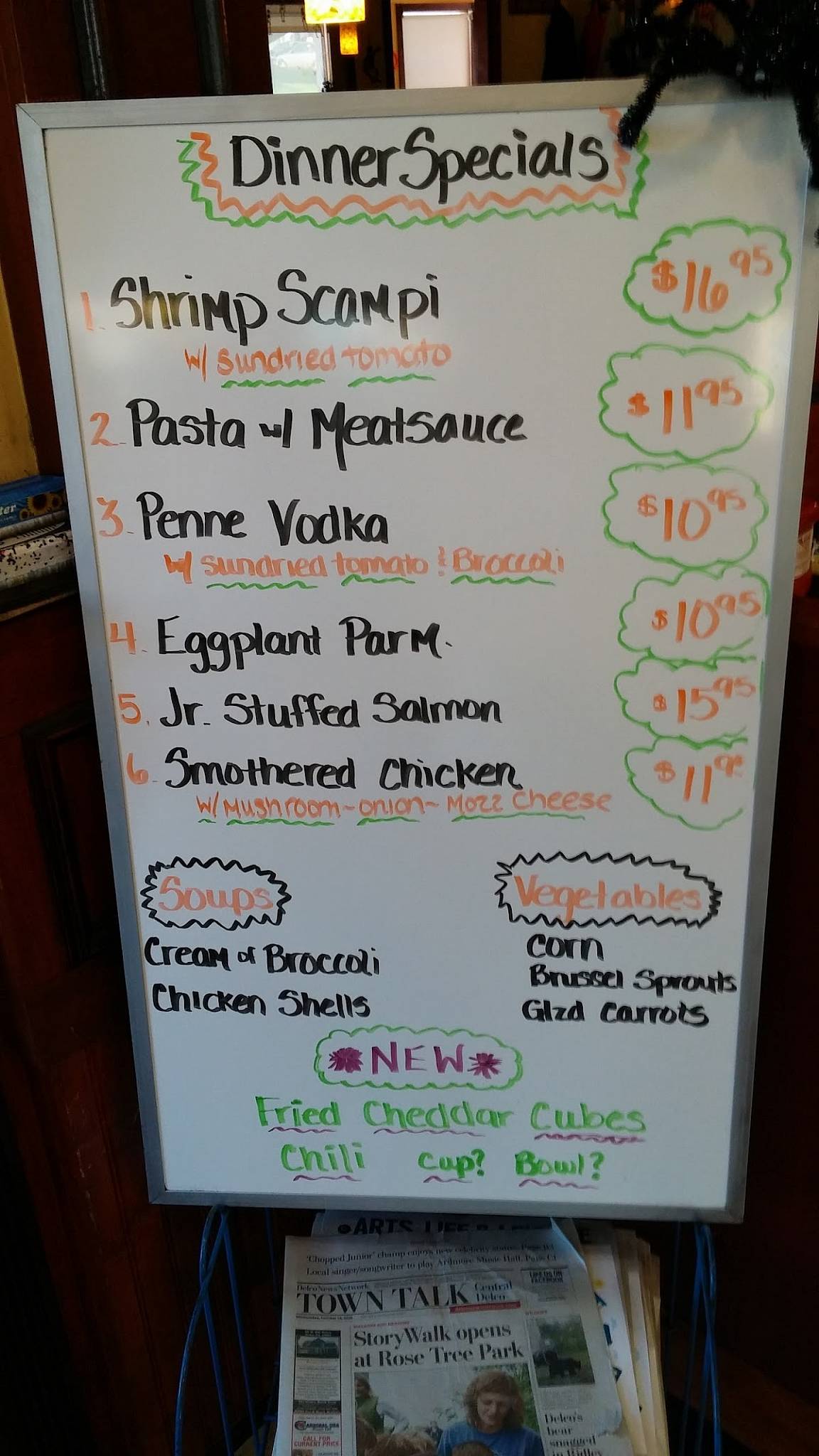Menu at Aston Diner restaurant, Aston