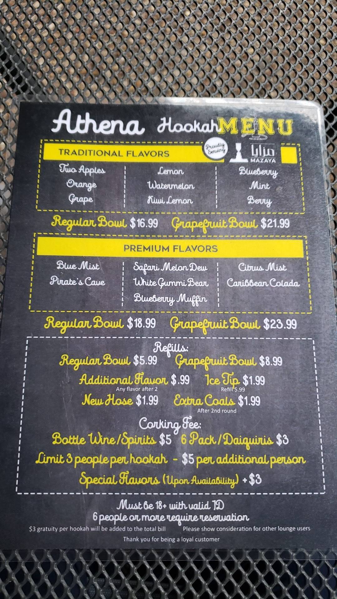 Menu at Athena Greek & Lebanese Grill restaurant, Shreveport