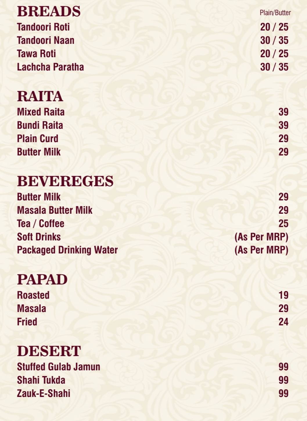 Menu at BIRYANIWALA ALKAPURI, Vadodara