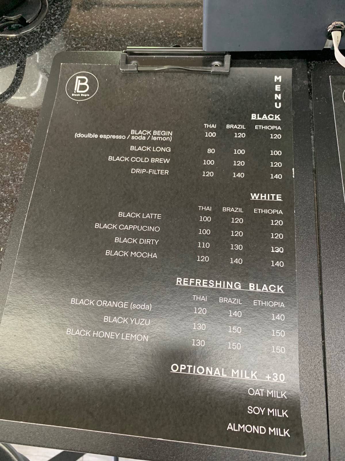 Menu at BLACK BEGIN HOME COFFEE restaurant, Bang Phli Yai