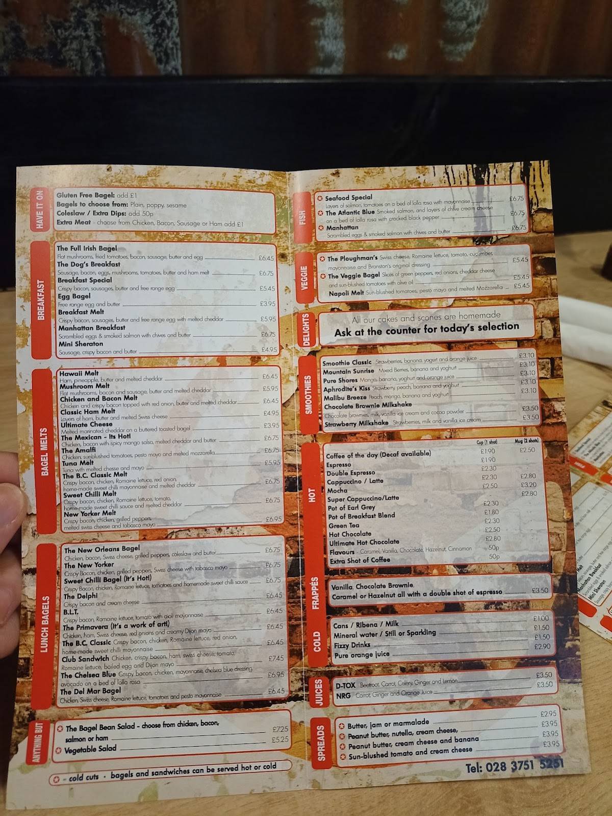 Menu at Bagel Bean cafe, Armagh, Lower English St