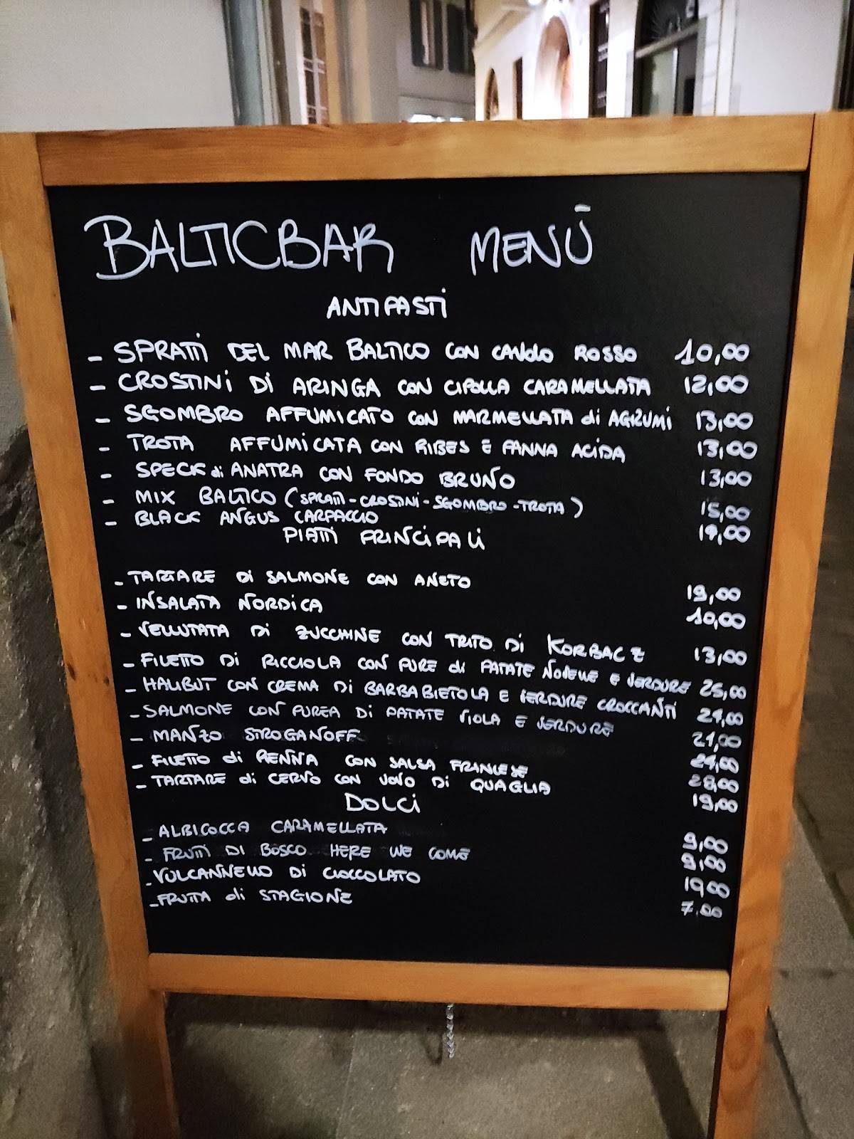 Speisekarte von Balticbar, Mailand