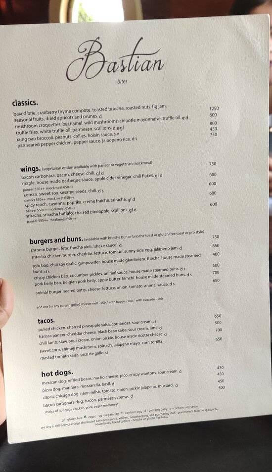 Menu at Bastian, Bandra, Mumbai, Kamal Building