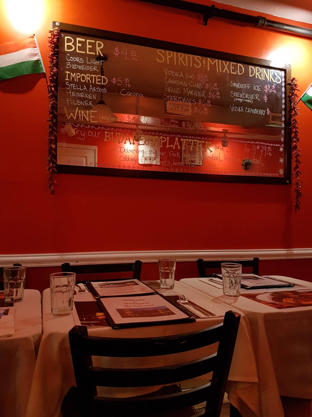 Menu at Budapest Restaurant, Toronto, Danforth Ave