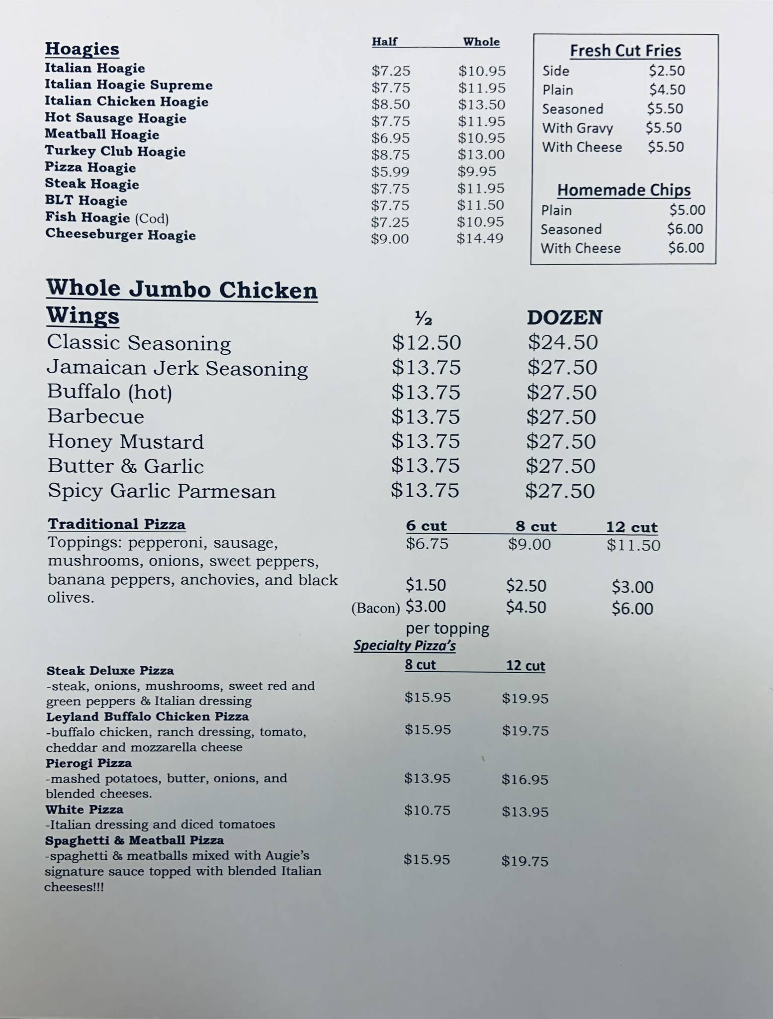 Menu at Burrell Inn restaurant, Lower Burrell