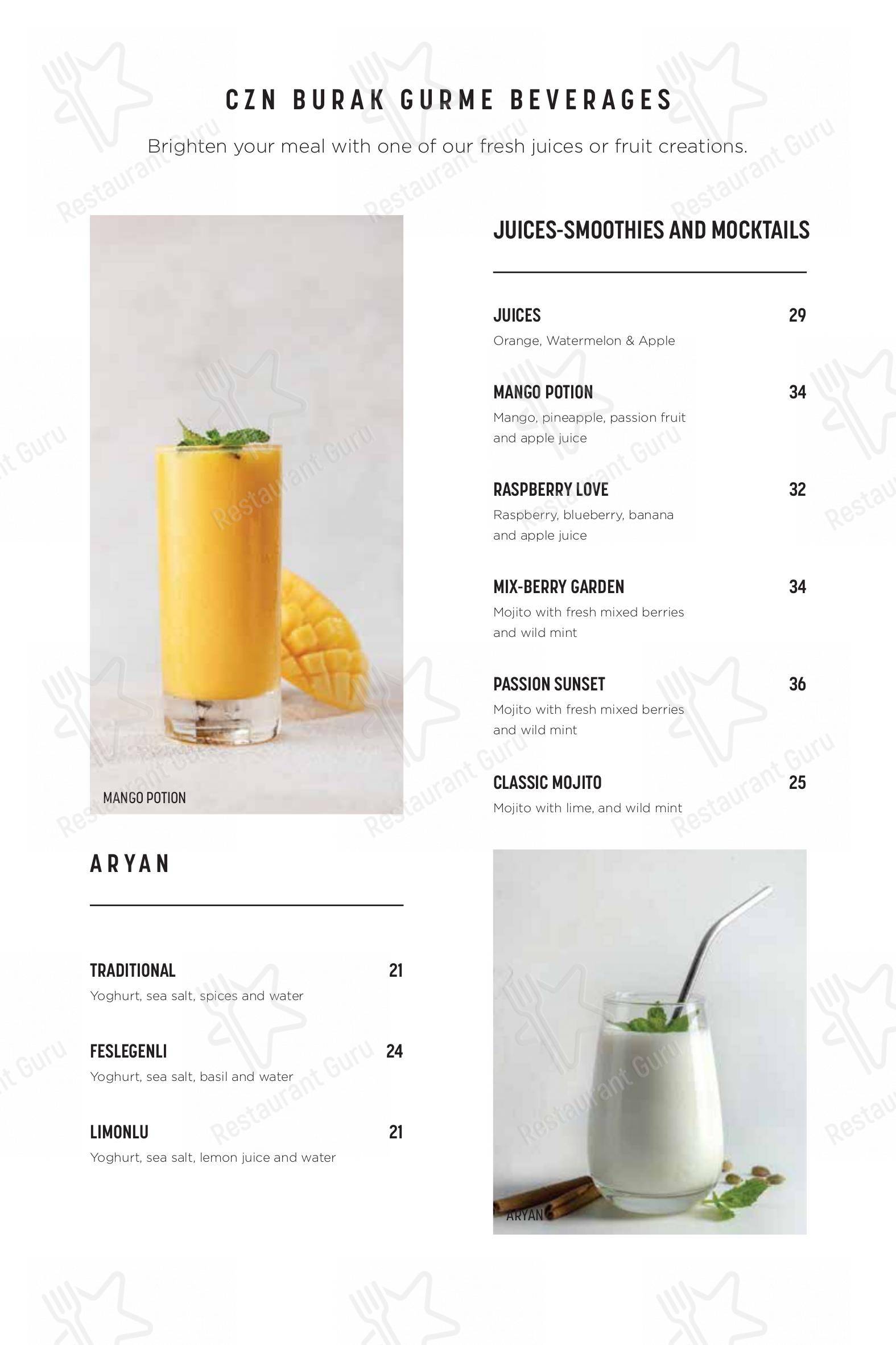 Carta del restaurante CZN Burak Gurme, Dubai, Dubai Mall-Lower Ground ...