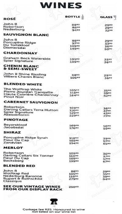 Menu at Cappuccinos Waverley restaurant, Pretoria, 1120 Hertzog St