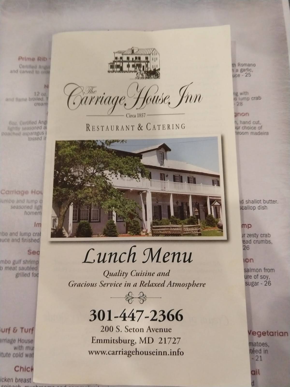 Menu at Carriage House Inn Restaurant & Catering, Emmitsburg