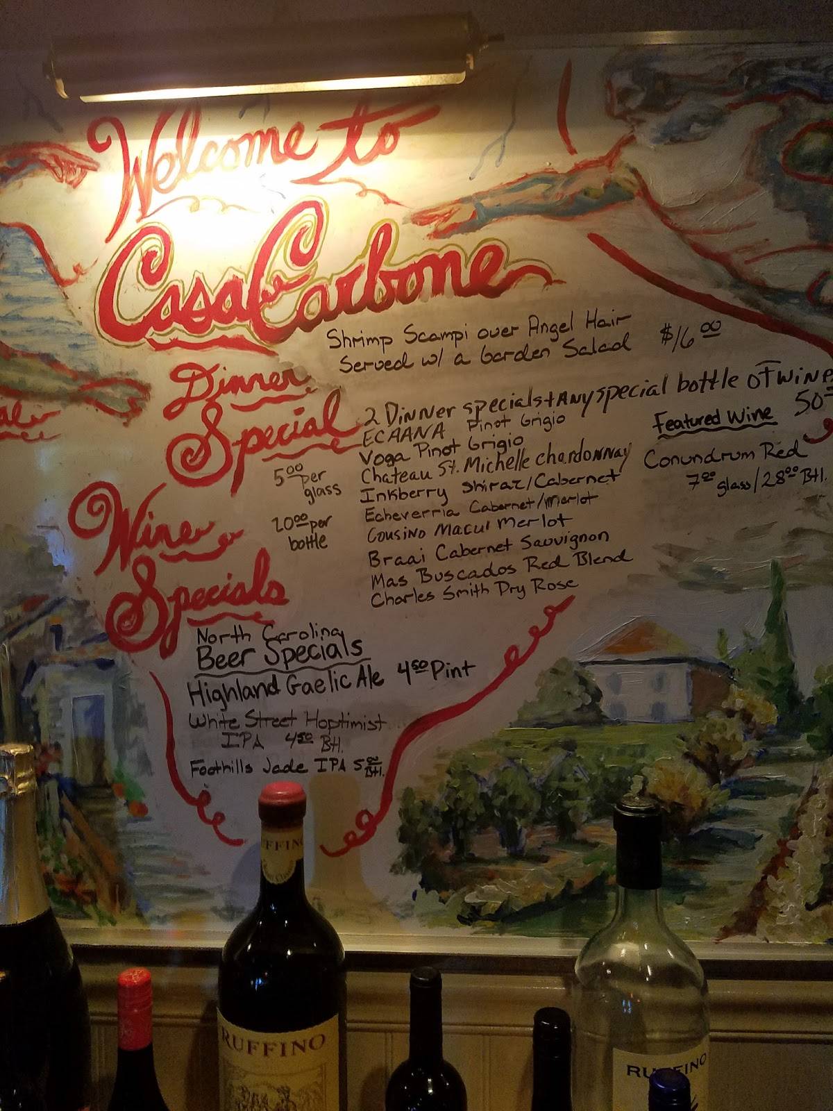 Menu at Casa Carbone Ristorante Italiano restaurant, Raleigh