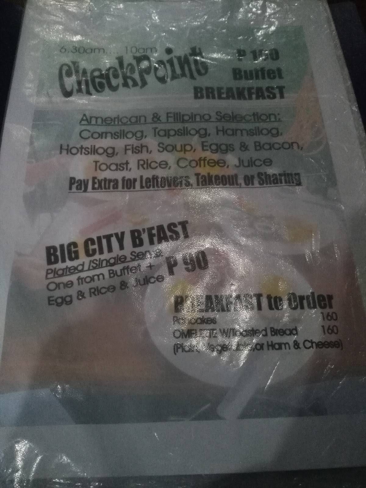 Menu at CheckPoint Camiguin restaurant, Mambajao, Yumbing