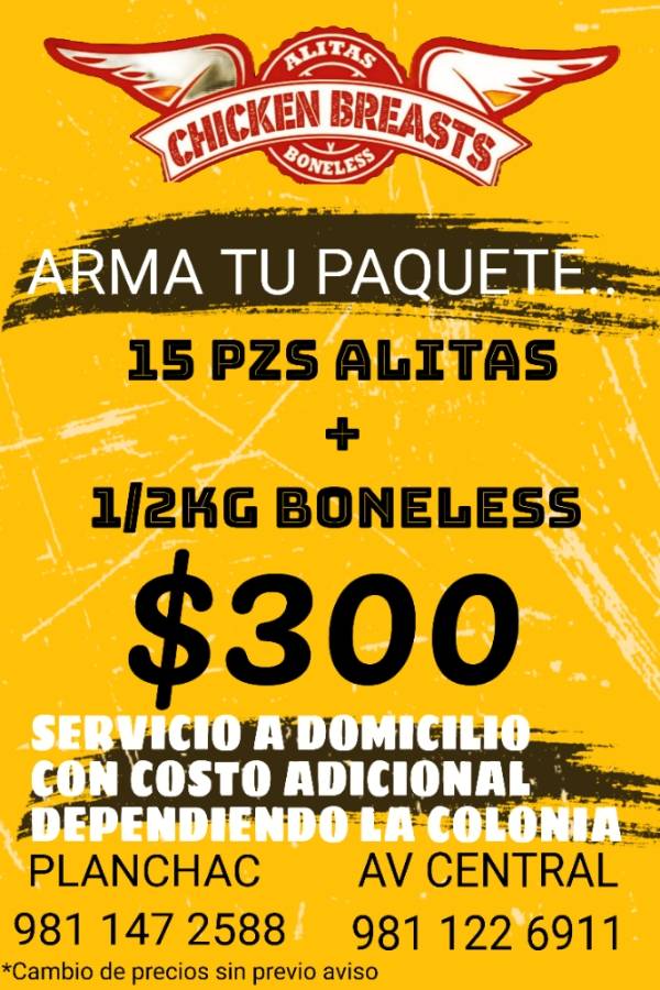 Menu at Chicken Breasts Alitas & Boneless restaurant, Campeche