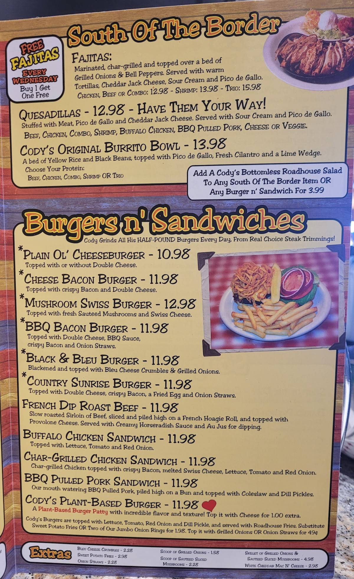 Menu at Cody's Original Roadhouse - Ocala, FL restaurant, Ocala, SW ...