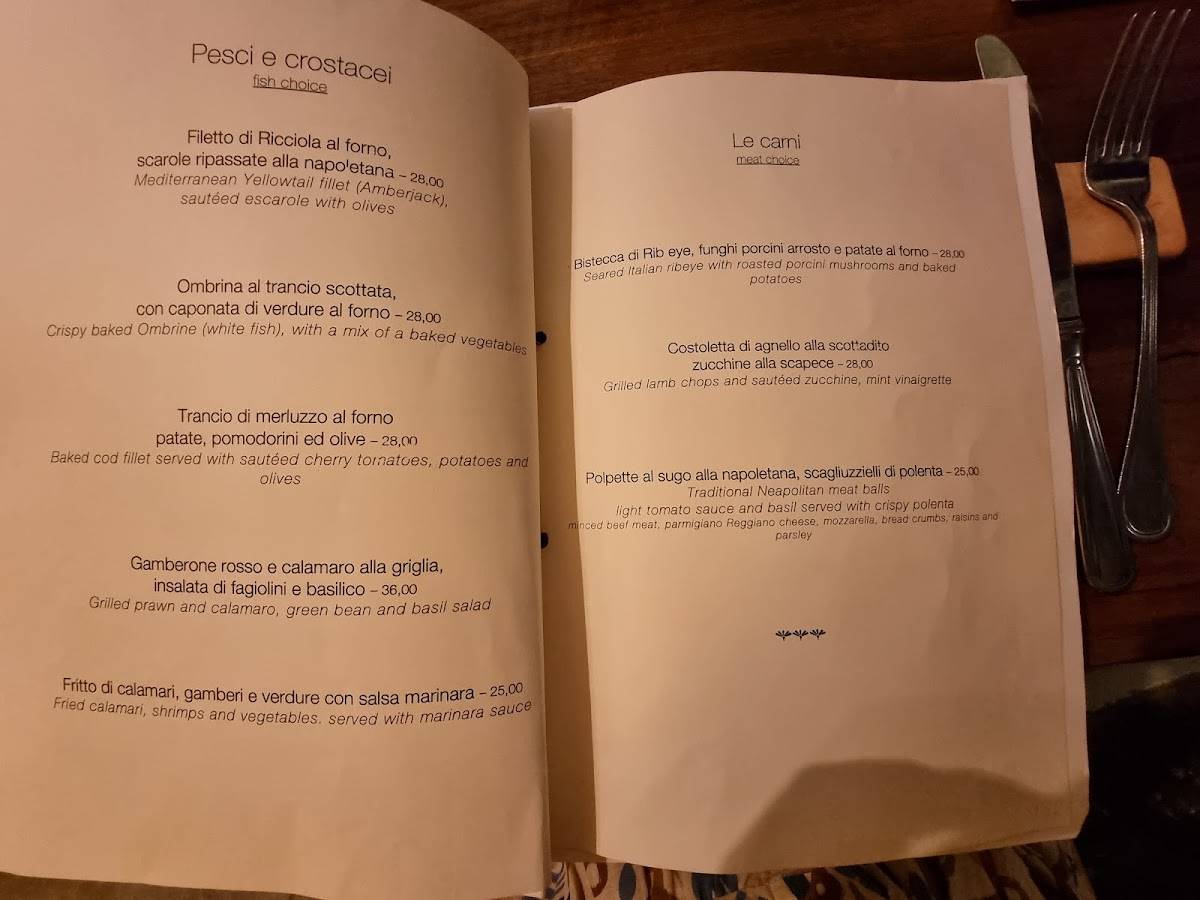 Menu at Da Vincenzo Positano restaurant, Positano, Viale Pasitea