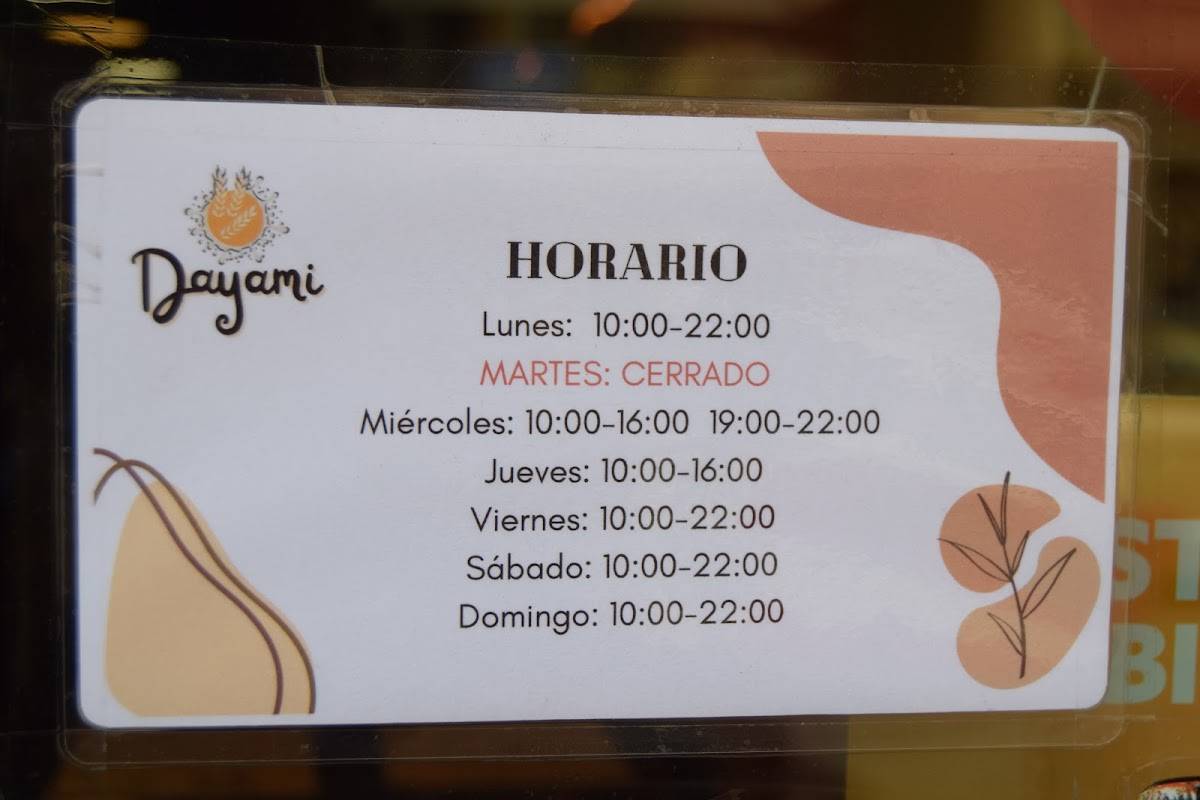 Menu at Dayami Brunch & Coffee restaurant, Barcelona