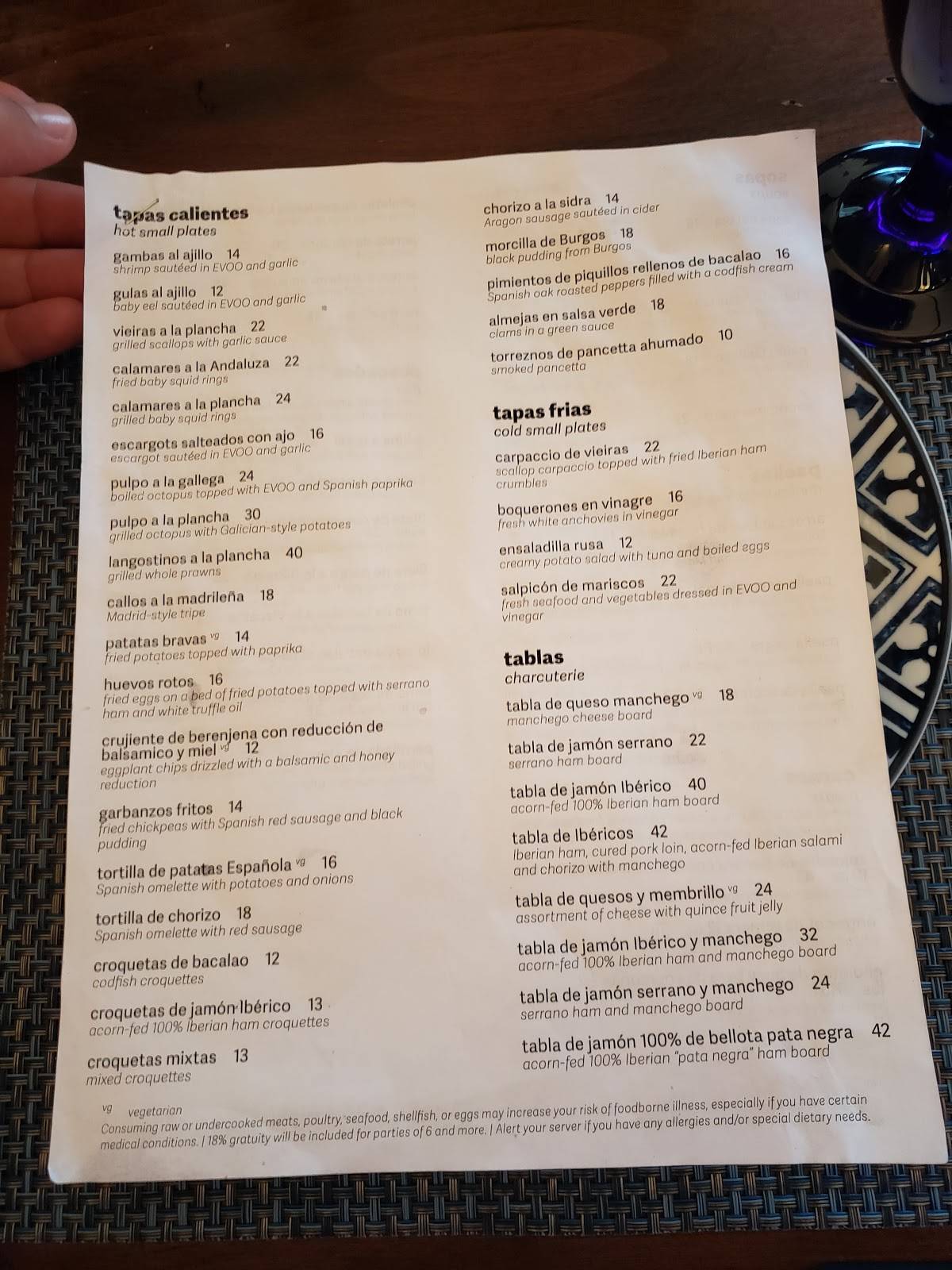 Carta de Descorche Restaurant & Wine Bar, Miami