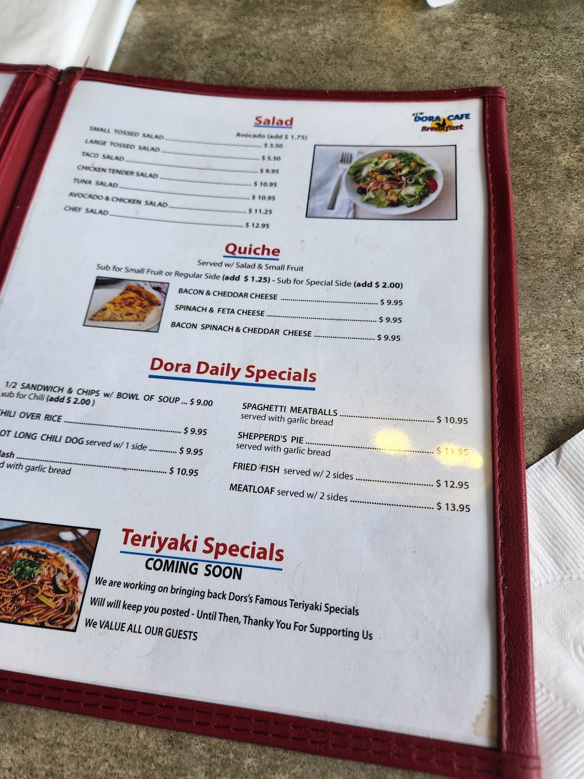 Carta de Dora Cafe, Mount Dora