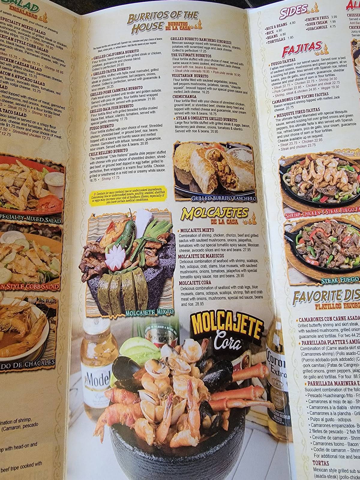 Menu at Fuego Mexican Grill restaurant, Kennewick