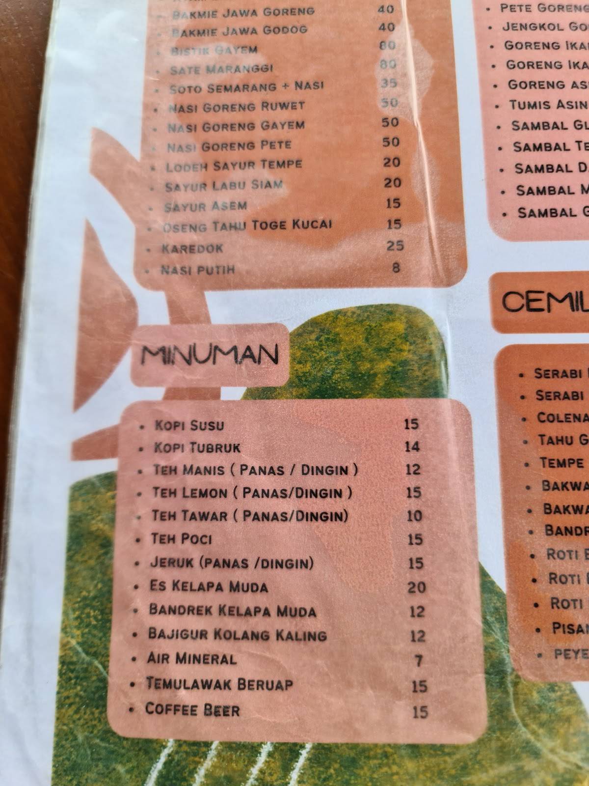 Menu at Gayem Ning Pawon restaurant, Padalarang