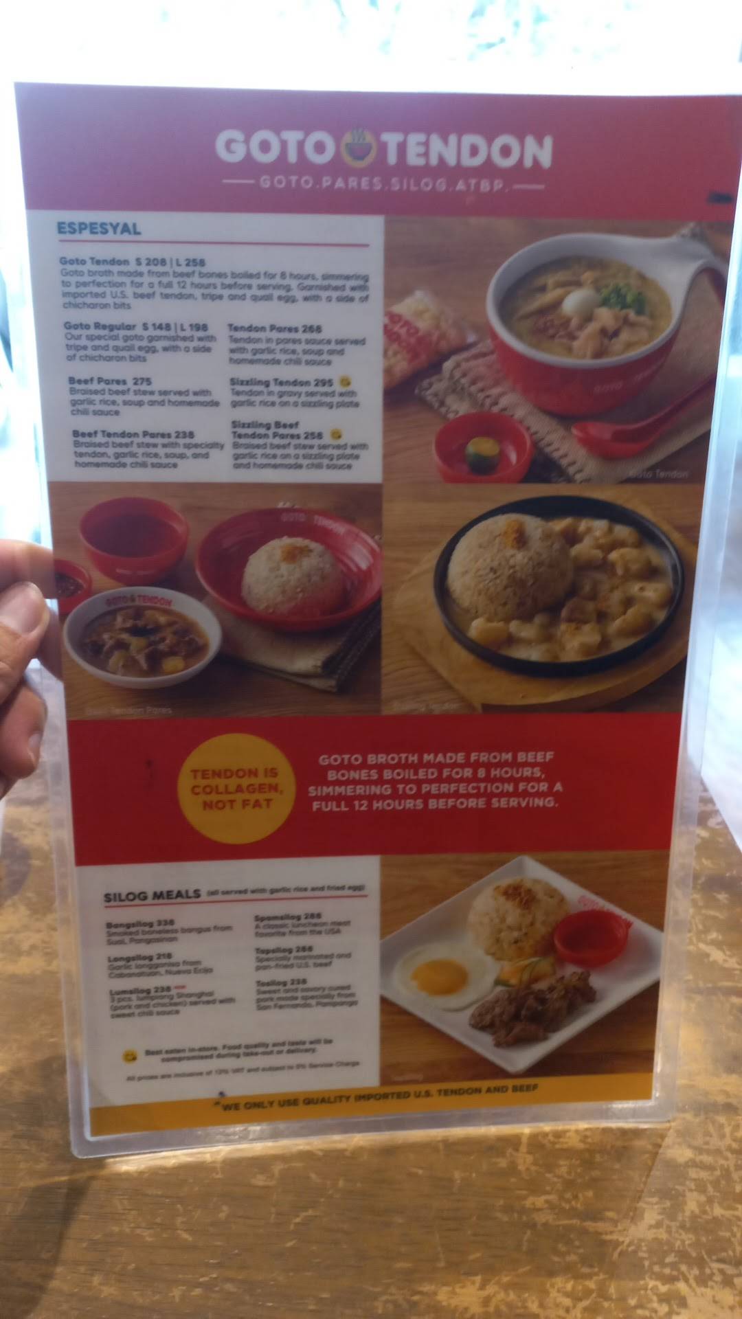 Menu at Goto Tendon Scout Borromeo restaurant, Quezon City