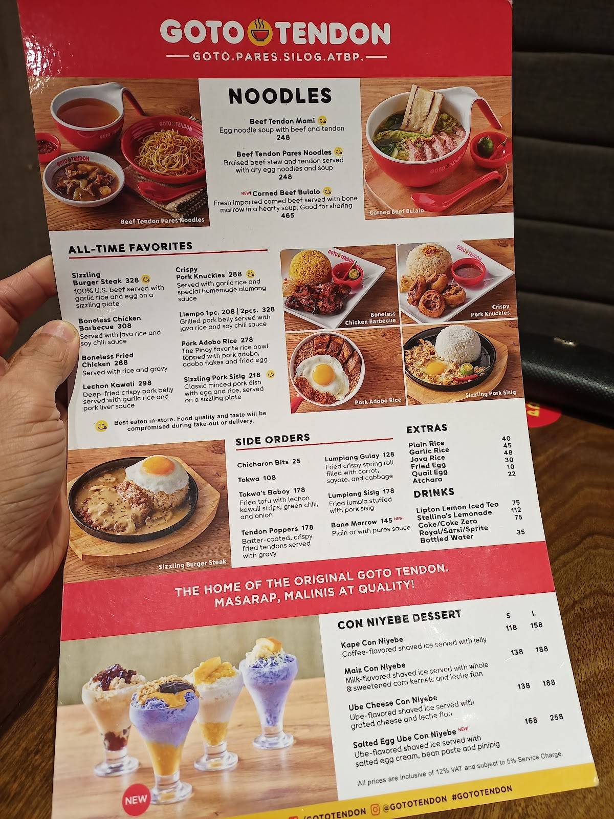 Menu at Goto Tendon Scout Borromeo restaurant, Quezon City
