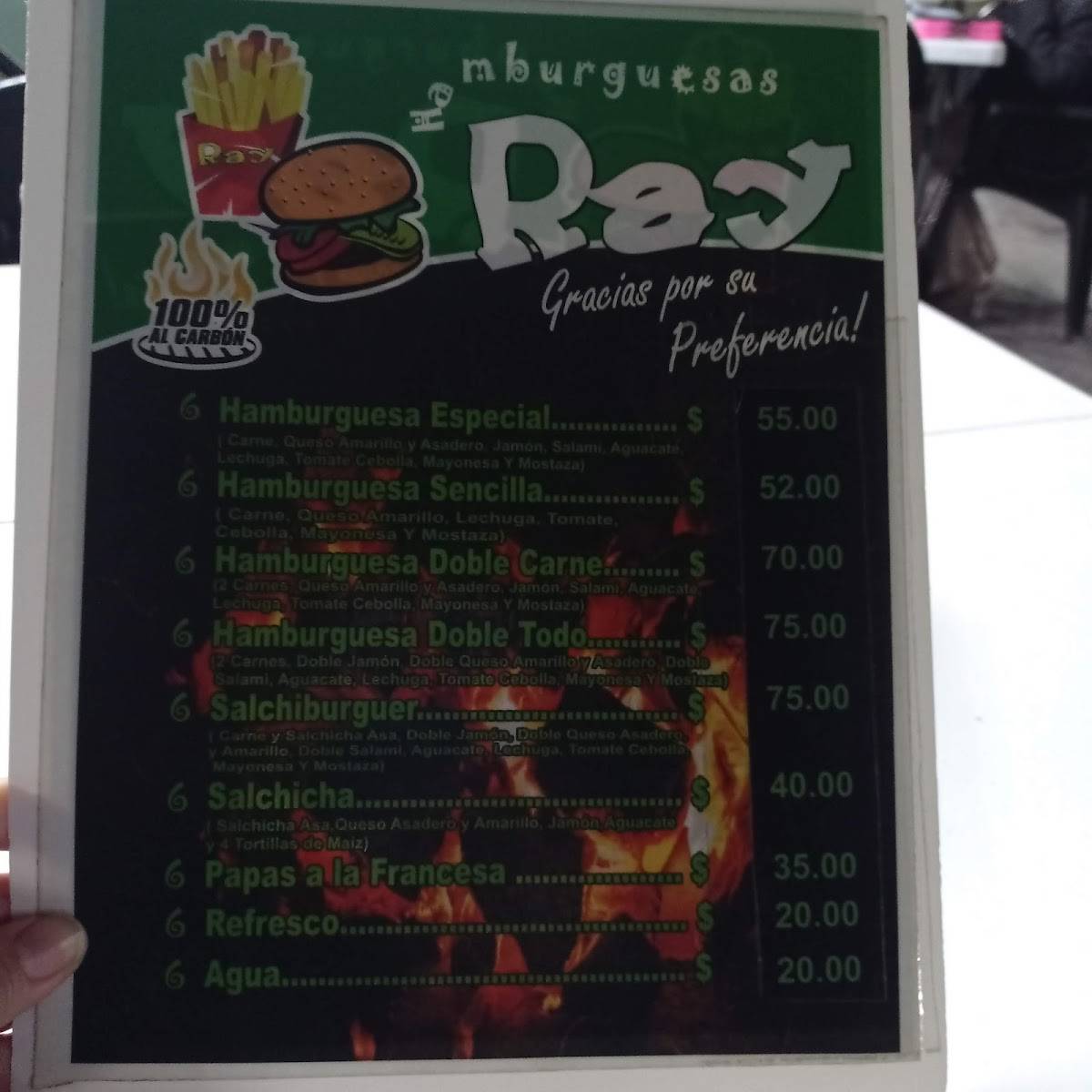 Carta del restaurante Hamburguesas Ray, San Nicolás del los Garza ...